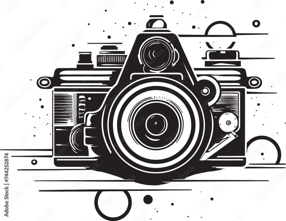 Black and Bold Iconic Camera Lineart Design Capture Attention Striking ...