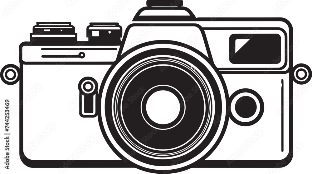 Shutterbug Chic A Lineart Camera Icon Say Cheese A Black and White ...