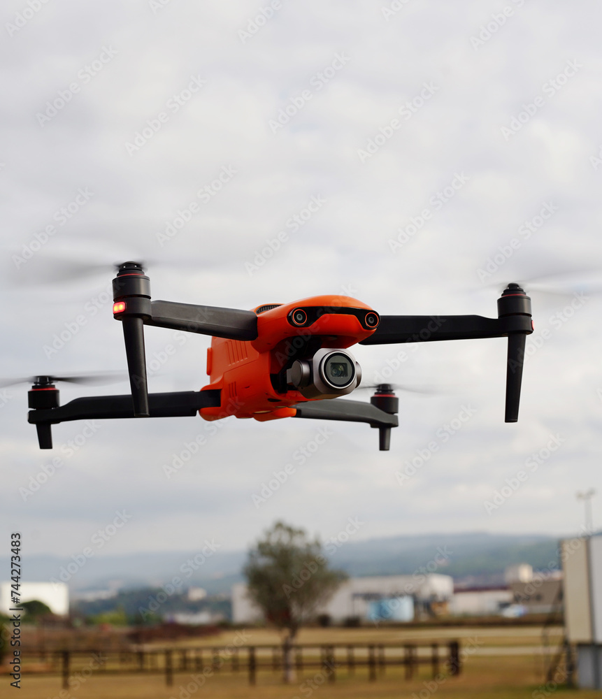 Detailed plan of a high-tech drone with large sensors and ...