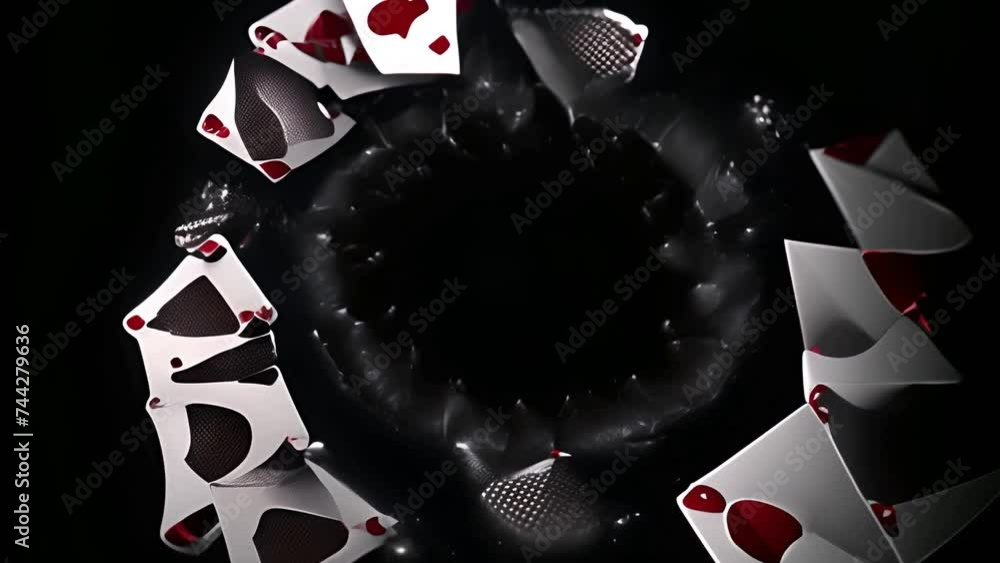 Circle of Playing Cards on Black Background Generative AI Stock Video ...