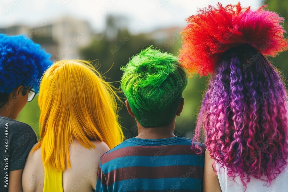 LGBTQ Pride hormone therapy. Rainbow activists colorful imaginative ...