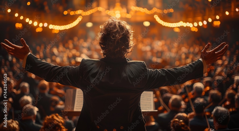 A man stands confidently in front of a sea of cheering fans, his bold ...