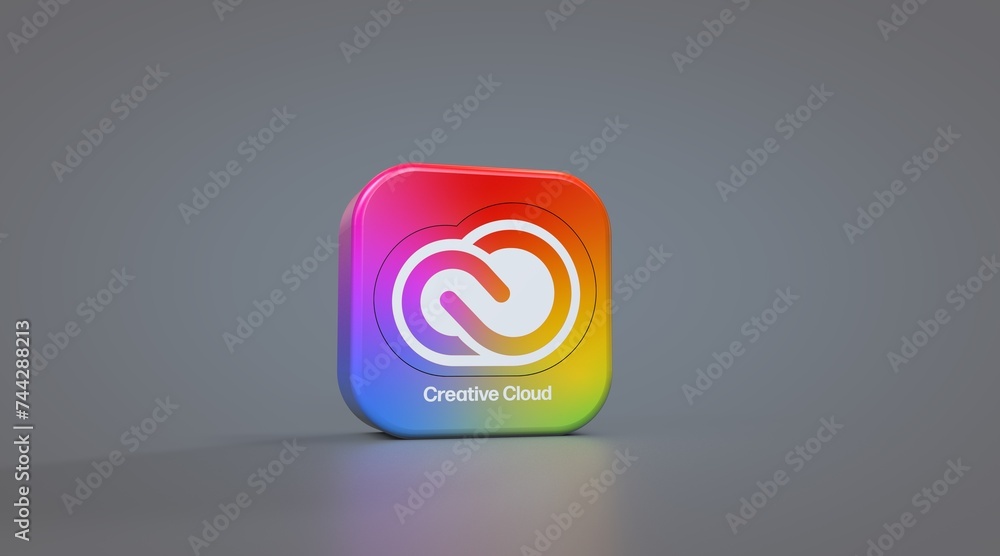 Creative Cloud, Adobe Services Logo Visual Presentation - 3D Render ...