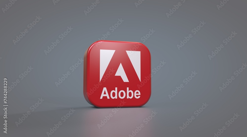 Adobe Logo, Adobe Services Logo Visual Presentation - 3D Render ...