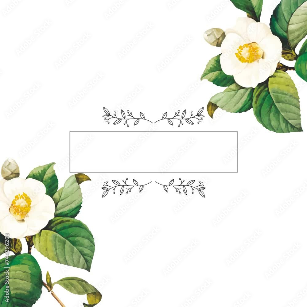 Floral frame animation of wedding invitation. Botanical flower foliage ...