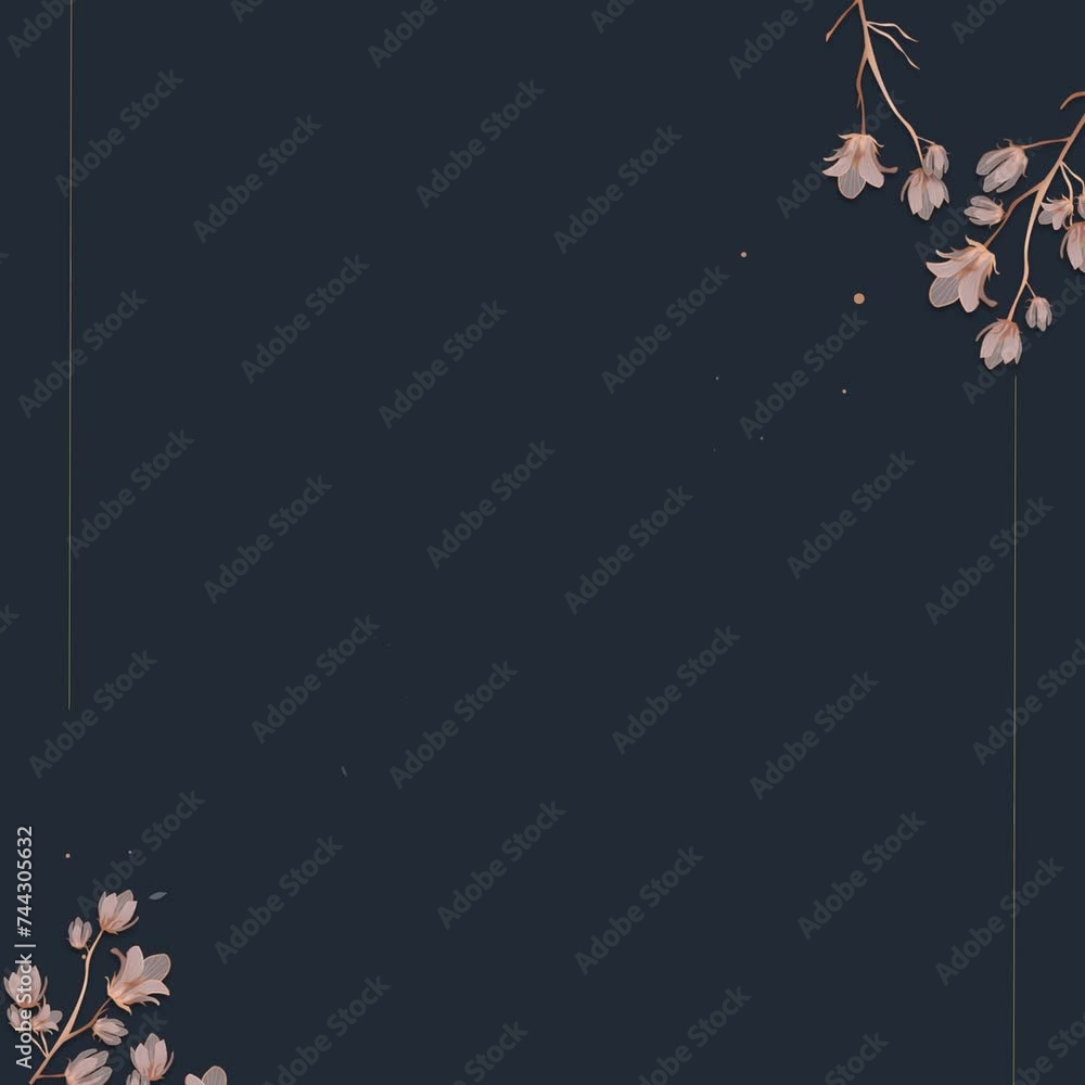 Floral frame animation with copy space or text placeholder. Botanical ...