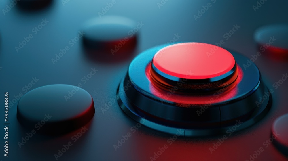 Red Alert Button in a Dark Moody Setting. A red button designed for ...