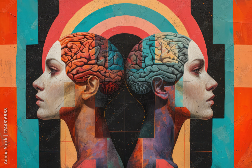 montage made from two different vectorised acrylic paintings and vector ...