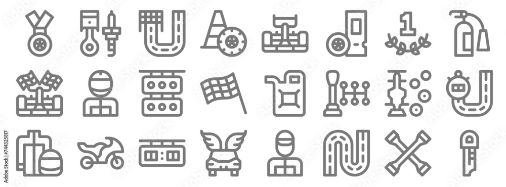 auto racing line icons. linear set. quality vector line set such as key ...