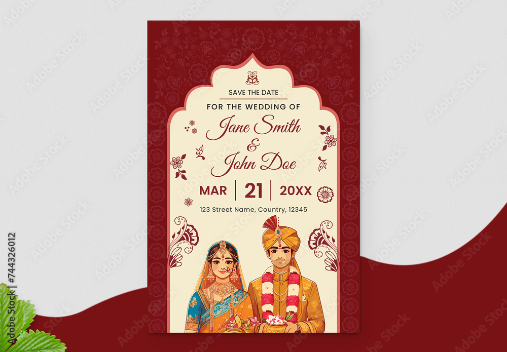Traditional Wedding Invitation Card Template Stock Template | Adobe Stock