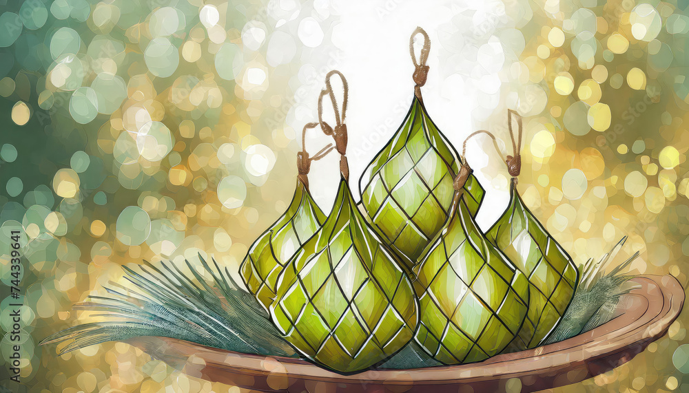 ketupat ramadan ilustrator or ketupat ramadhan ilustration, background ...