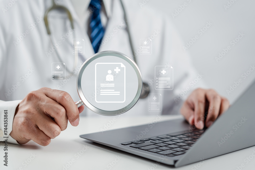 Doctor checkup with treatment report concept. plus and healthcare ...