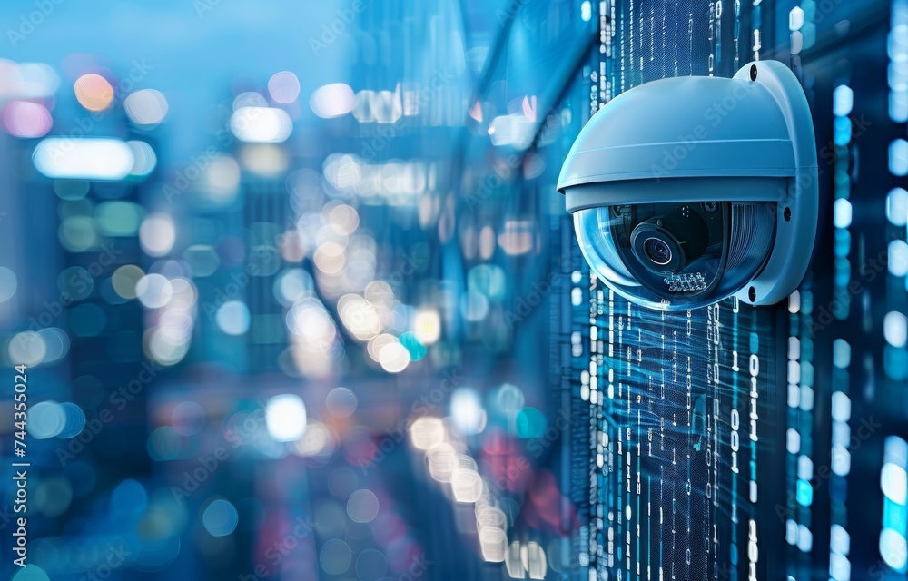 CCTV hub in a futuristic city monitoring cyber crime high tech environment Stock Illustration ...