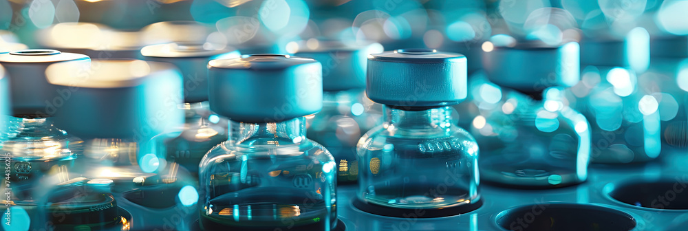 Testing vials in a medical cleanroom being sorted for various fluid ...