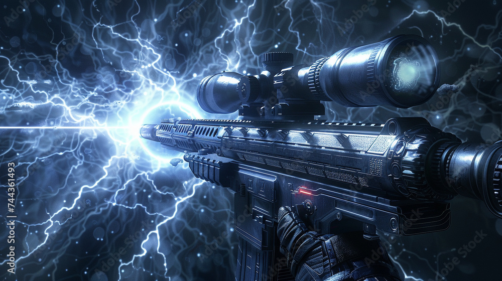 3d render of an electrostatic charge rifle for stunning and capturing ...