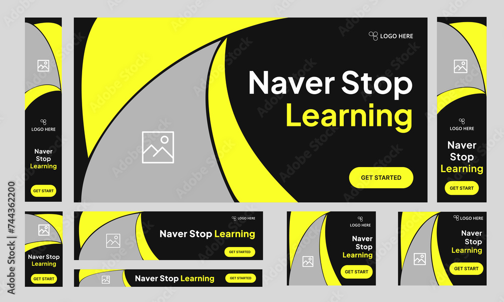 Collection of web banner templates with an educational theme for social ...