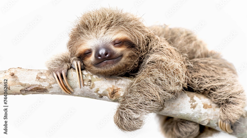 Sleepy Sloth, A baby sloth clinging to a branch with its tiny claws ...