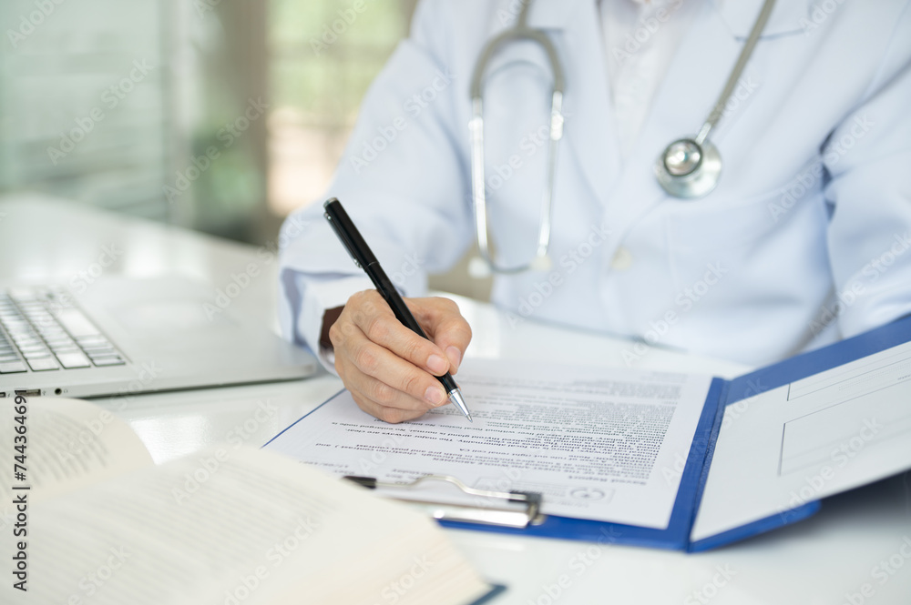 medical writer or medical communicator are writing clinical trial ...