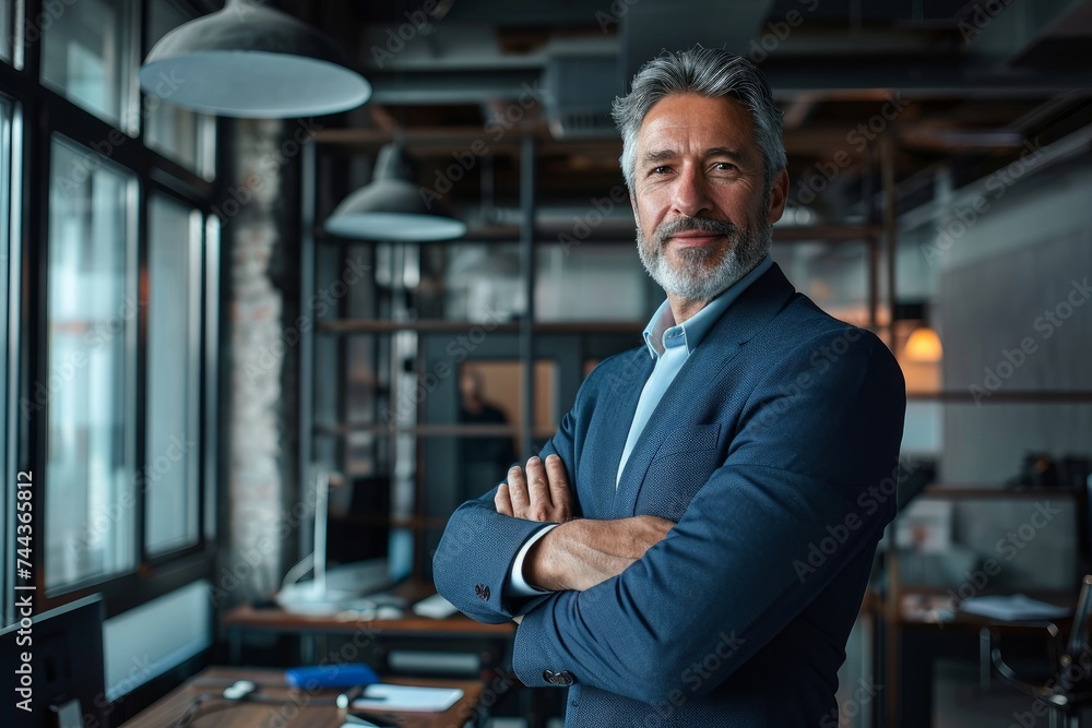 Smiling confident middle aged business man, mature older professional ...