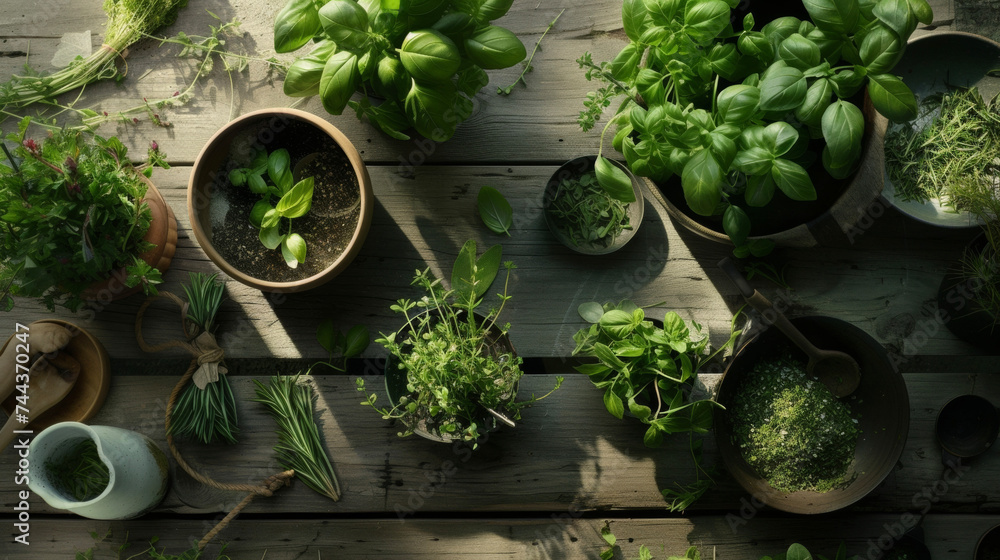 A scene of organized chaos unfolds as an array of herbs and es grow in ...