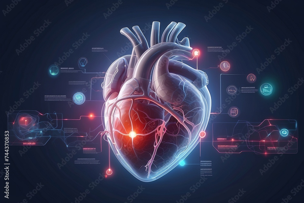 futuristic medical research or heart cardiology health care with ...