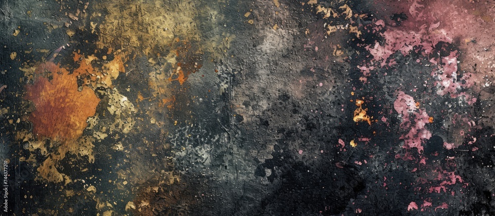 This photo showcases a dirty wall covered with layers of paint ...