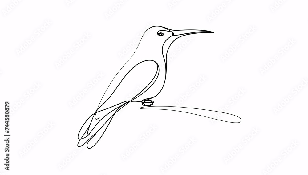 a minimalist, stylized, and sleek hummingbird, represented in a color ...