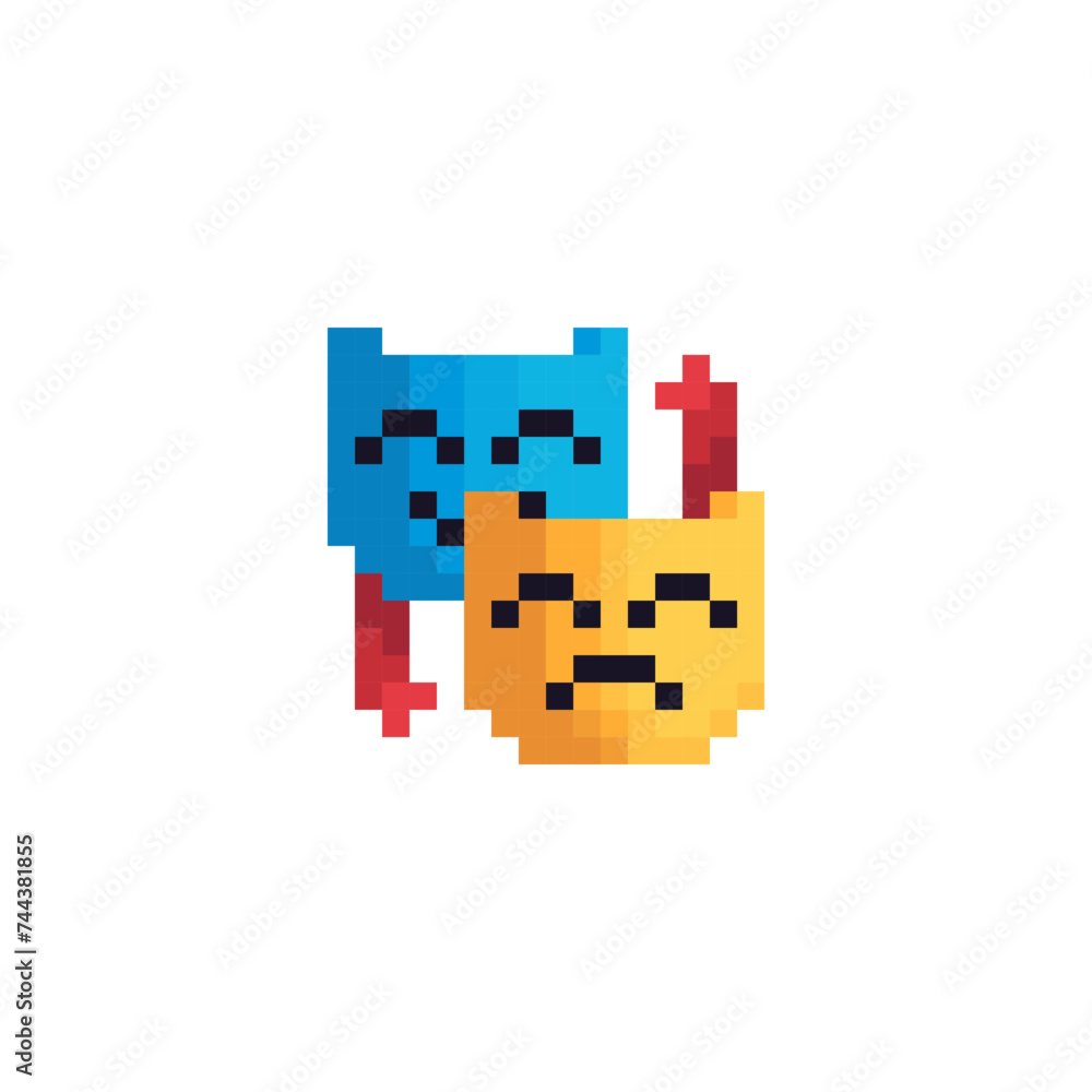 Carnival mask for masquerade costume pixel art icon, emoji. Performing ...