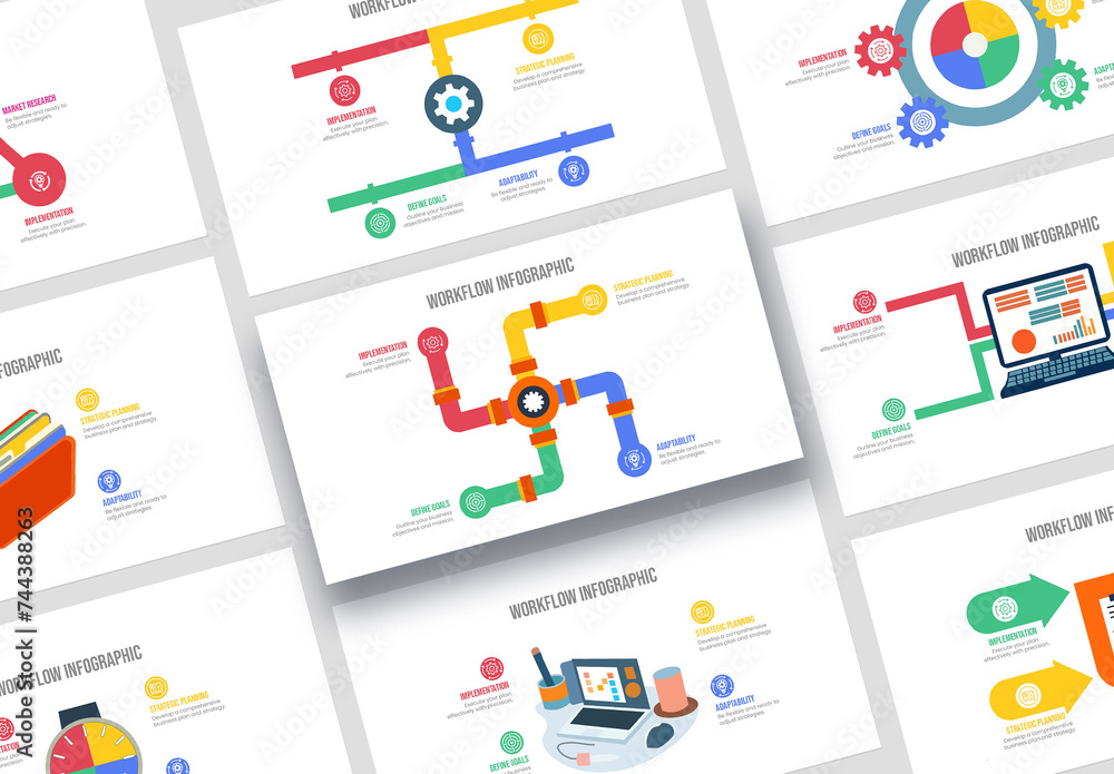 Workflow Infographic Design Template Stock Template | Adobe Stock