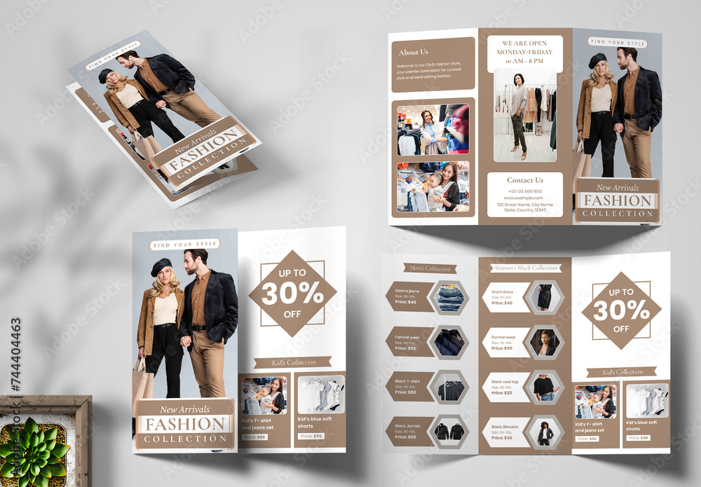 Fashion Cloth Tri Fold Brochure Layout Stock Template | Adobe Stock