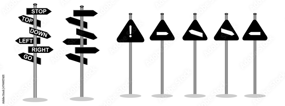 road sign set. Vector illustration of American and European yield ...