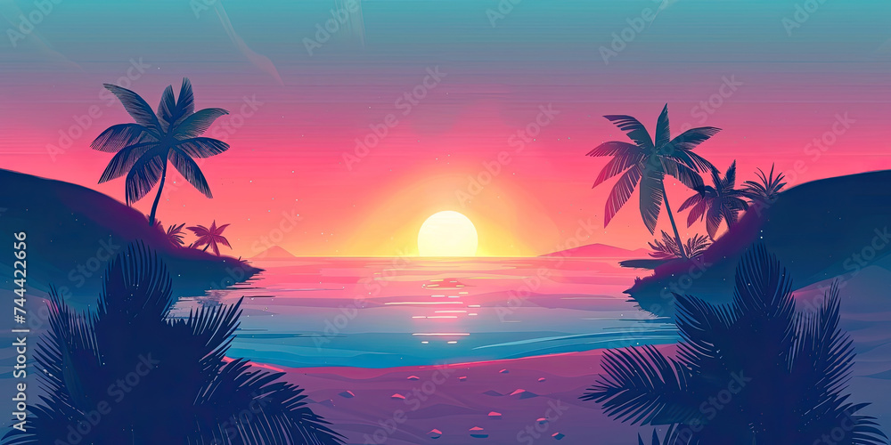 Video game beach, retro graphics beaches sand ocean vintage style ...