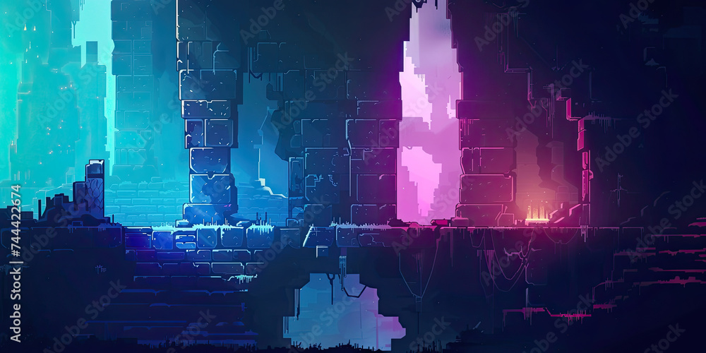 Gaming background, Vintage retro video game level design backdrop, old ...