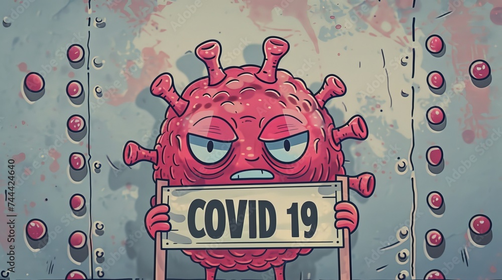 Angry corona virus hold covid-19 sign. Police mug shot photograph ...