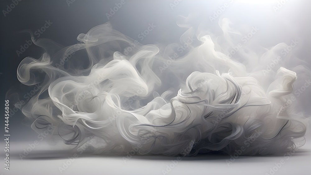 Set of realistic transparent smoke or steam in white and gray colors ...