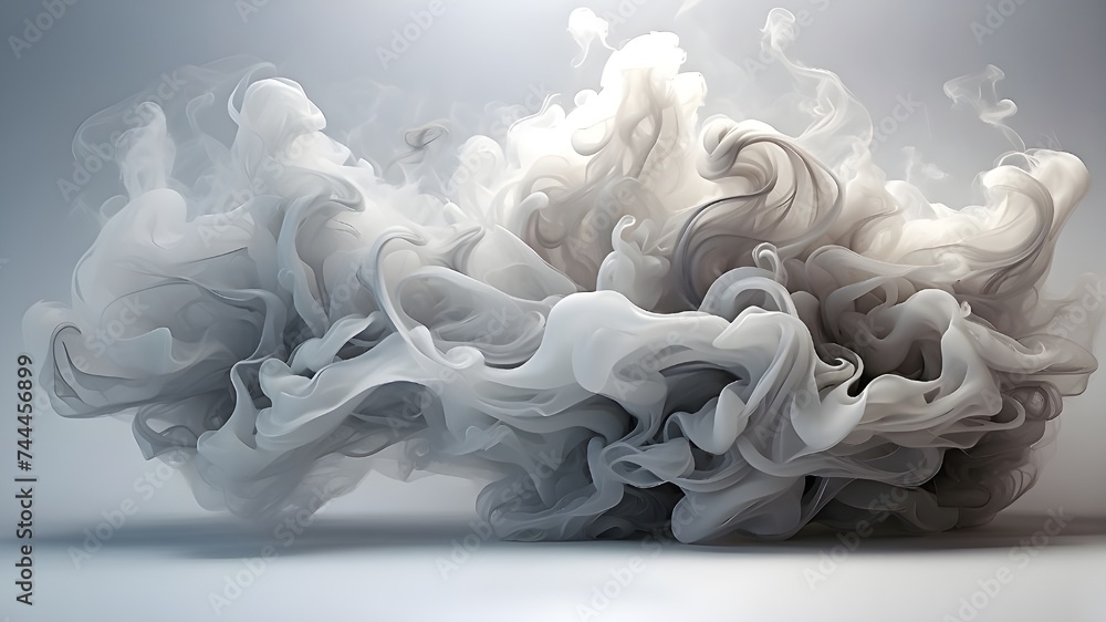 Set of realistic transparent smoke or steam in white and gray colors ...
