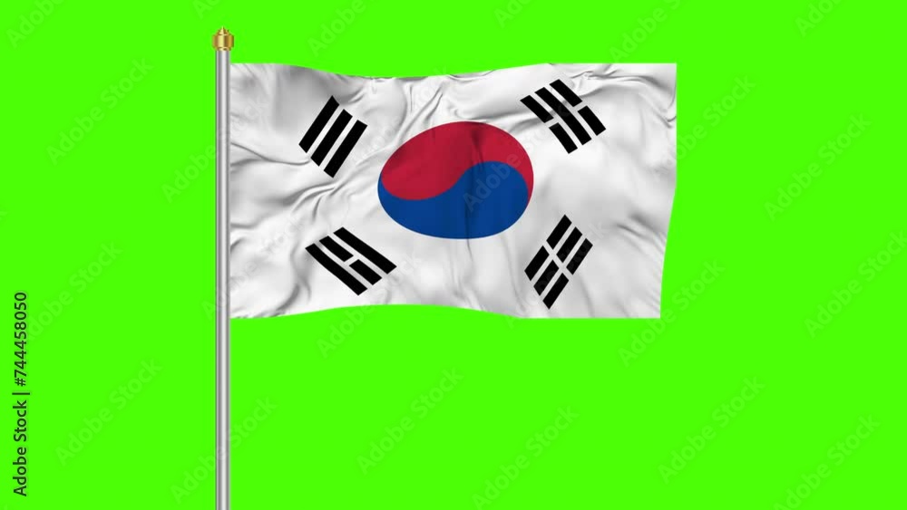 South Korea Flag animation on green screen background. 4K Resolution ...
