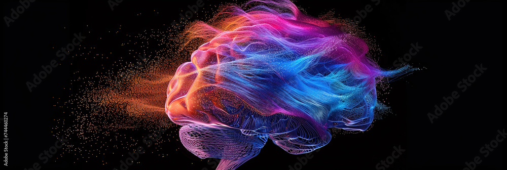 Fibre optic brain made of colorful fiber optic cables Stock ...