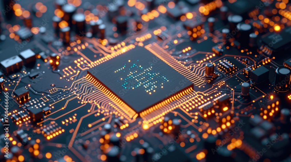 An up-close view captures the minute details of the processor ...