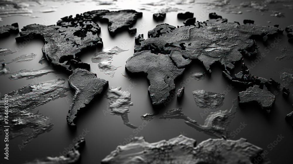 Detailed Map of the World with Continent Names and Borders Stock Photo ...