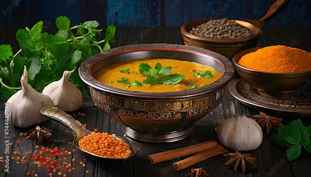 Indian dal. Food. Traditional Indian soup lentils. Indian Dhal spicy ...