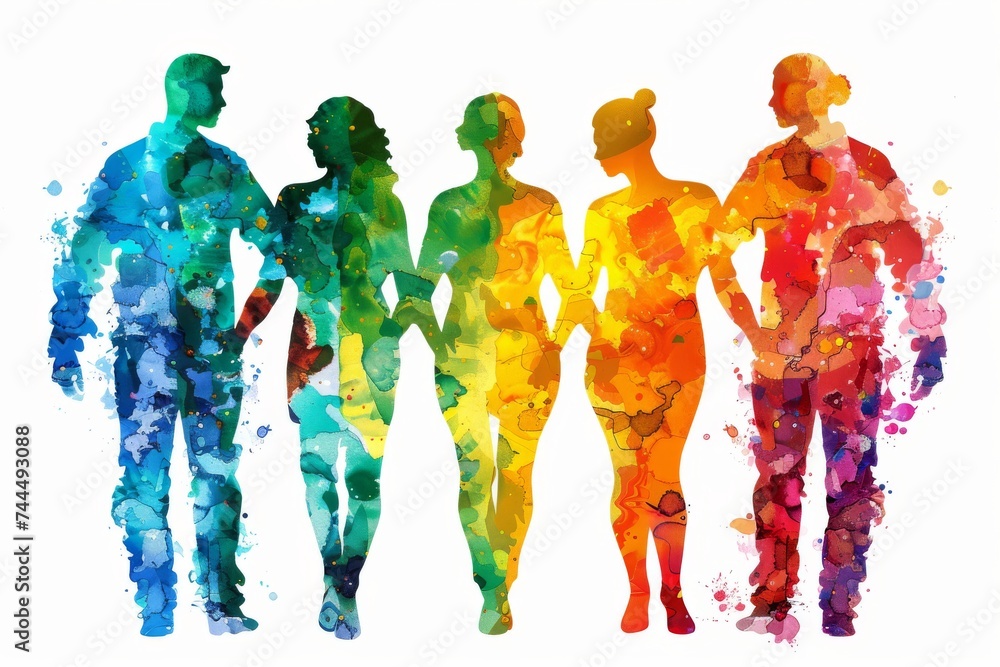 LGBTQ Pride striving. Rainbow joint problem-solving colorful self ...