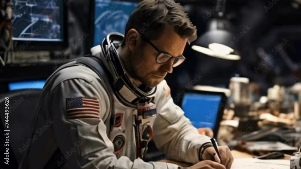 Vidéo Stock a close-up of an American space exploration engineer ...