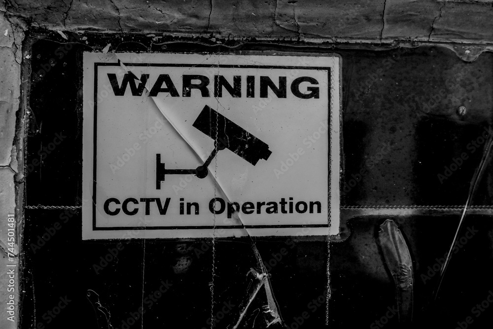 Warning CCTV in Operation Sign Stock Photo | Adobe Stock
