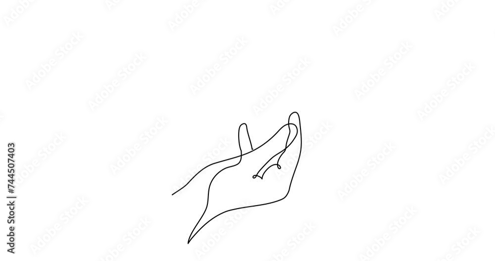 Hand holds musical note one line art animation, hand drawn continuous ...