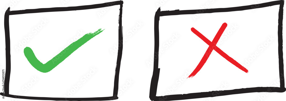 Hand drawn checkbox, examination mark and checklist marks. Check signs sketch, highlight oval ...