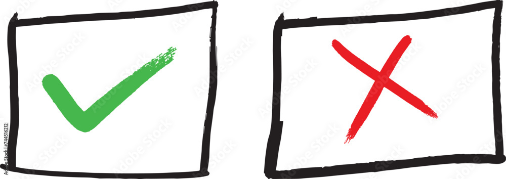 Hand drawn checkbox, examination mark and checklist marks. Check signs ...