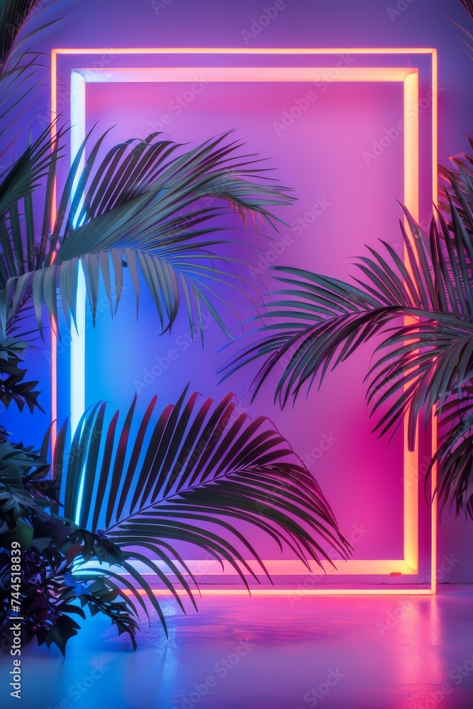 80s Summer Background with Frame and Elements in the Style of 1980s ...