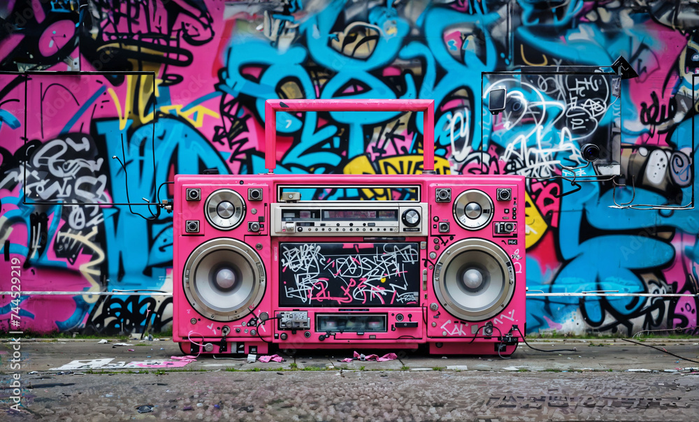 Retro old design ghetto blaster boombox radio cassette tape recorder ...