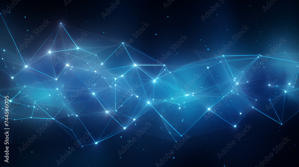 Abstract blue banner with a grid of linked networks and individual ...